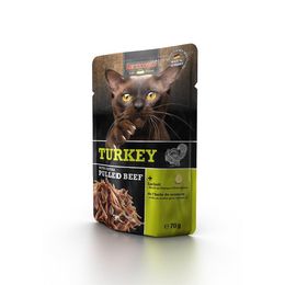 Leonardo Turkey + extra pulled Beef Katzen-Nassfutter ohne Getreidezusatz 16x70g