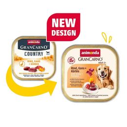 animonda GranCarno Country Adult Rind, Gans + K&uuml;rbis Hunde-Nassfutter ohne Getreide- und Zuckerzusatz 22x150g