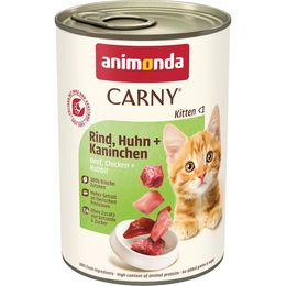 animonda Carny Kitten Rind, Huhn + Kaninchen Katzen-Nassfutter ohne Getreide, ohne Zucker, ohne Soja 24x400g