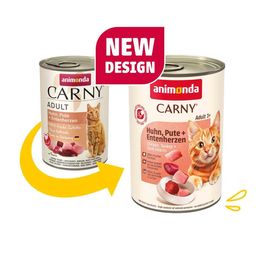 animonda Carny Adult Huhn, Pute und Entenherz Katzen-Nassfutter ohne Getreide 6x400g