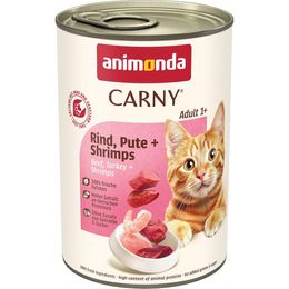 animonda Carny Adult Rind, Pute und Shrimps Katzen-Nassfutter ohne Getreide, Soja, Zucker 24x400g