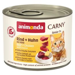animonda Carny Senior Rind, Huhn mit K&auml;se Katzen-Nassfutter ohne Zucker 24x200g