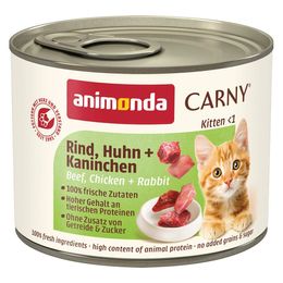 animonda Carny Kitten Rind, Huhn + Kaninchen Katzen-Nassfutter ohne Getreide 24x200g