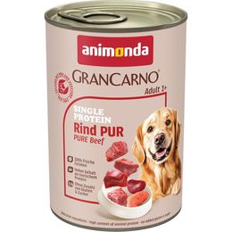 animonda GranCarno single protein Rind pur Hunde-Nassfutter ohne Getreide, Soja und Zucker 6x400g