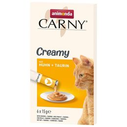 animonda Carny Adult Creamy mit Huhn + Taurin Katzensnacks mit Taurin 6x15g