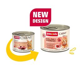 animonda Carny Adt Huhn, Pute und Entenherz Katzen-Nassfutter ohne Getreide 6x200g