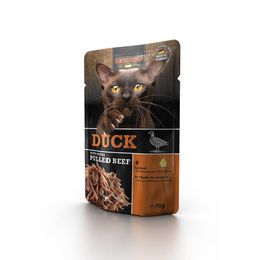 Leonardo Duck + extra pulled Beef Katzen-Nassfutter ohne Getreidezusatz 32x70g