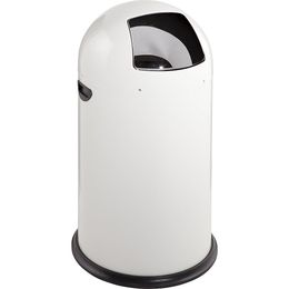 Var Push-M&uuml;lleimer, Stahl, selbstschlie&szlig;end, wei&szlig;, 40 l, H&ouml;he 740 mm