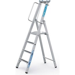 Zarges Alu-Stehleiter mit gro&szlig;er Plattform, mit beidseitigem Handlauf zum Selbstanbau, 4 Stufen