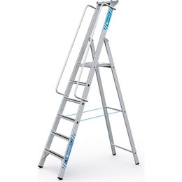 Zarges Alu-Stehleiter mit gro&szlig;er Plattform, mit beidseitigem Handlauf zum Selbstanbau, 6 Stufen