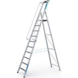 Zarges Alu-Stehleiter mit gro&szlig;er Plattform, mit beidseitigem Handlauf zum Selbstanbau, 10 Stufen