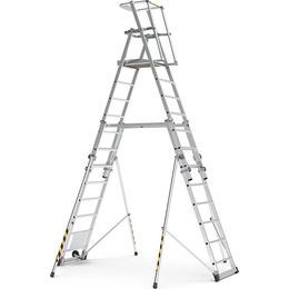 Zarges Teleskop-Plattformleiter, aus Aluminium, 12 Sprossen mit Ausleger