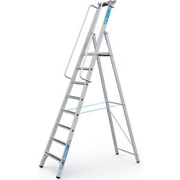 Zarges Alu-Stehleiter mit gro&szlig;er Plattform, mit beidseitigem Handlauf zum Selbstanbau, 8 Stufen