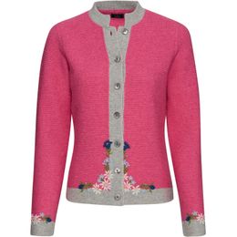 Luis Steindl Linksstrickjacke mit Bl&uuml;mchen Rose/Grau (Gr&ouml;&szlig;e: 46)
