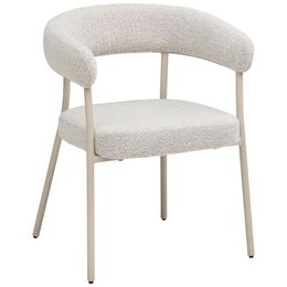 Mid.you Armlehnstuhl, Creme, Grau, Metall, Textil, Rundrohr, 60x75x55 cm, Esszimmer, St&uuml;hle, Esszimmerst&uuml;hle, Armlehnenst&uuml;hle