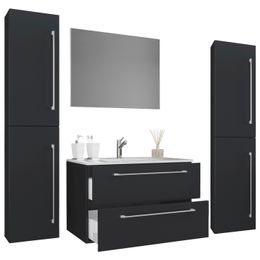 Badezimmer Badinos Schwarz 5-tlg