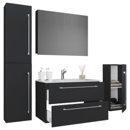 Badezimmer Badinos Schwarz 5-tlg.