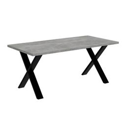 ESSTISCH 160x90x75 cm - Betonoptik / Schwarz - KLYN X
