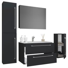 Badezimmer Badinos Schwarz 5-tlg
