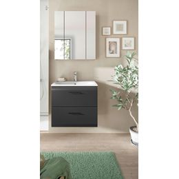 Badezimmer Ice 2-tlg. Schwarz/Eiche dunkel