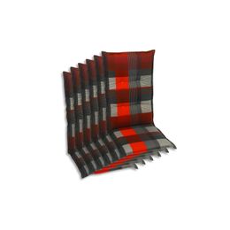 Sesselauflagenset Grau/Rot, 6-teilig