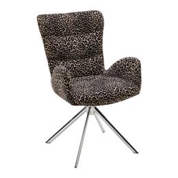 Drehsessel Liam Leoprint Schwarz/Chromfarben