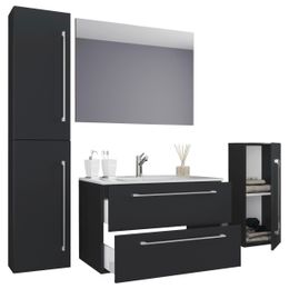 Badezimmer Badinos Schwarz 5-tlg