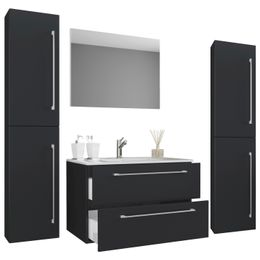 Badezimmer Badinos Schwarz 5-tlg