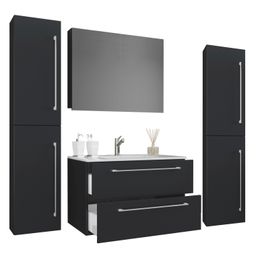 Badezimmer Badinos Schwarz 5-tlg