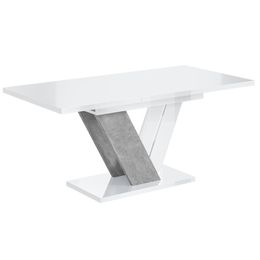 ESSTISCH ausziehbar 120 -160x80x75 cm - White Gloss / Stone - CLASI