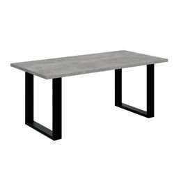 ESSTISCH 160x90x75 cm - Betonoptik / Schwarz - KLYN U