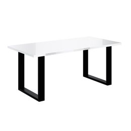 ESSTISCH 160x90x75 cm - Wei&szlig; Hochglanz / Schwarz - KLYN U