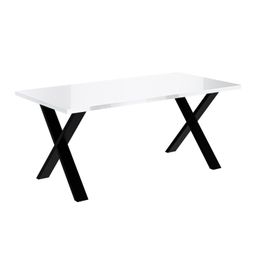 ESSTISCH 160x90x75 cm - Wei&szlig; Hochglanz / Schwarz - KLYN X