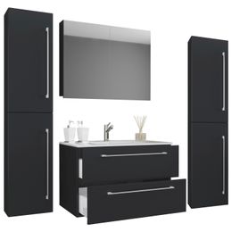 Badezimmer Badinos Schwarz 5-tlg