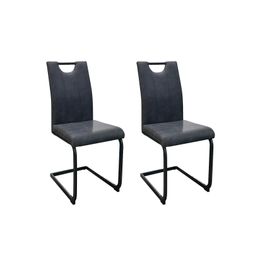 ByLiving Esszimmerstuhl BANFF, 2-er Set, Bezug anthrazit, Gestell Metall schwarz