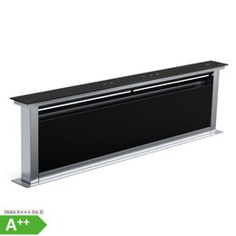 Klarstein Royal Flush Eco Dunstabzugshaube 840 m&sup3;/h Luftstrom kopffrei EEK A 64 dB LED Schwarz stainless_steel