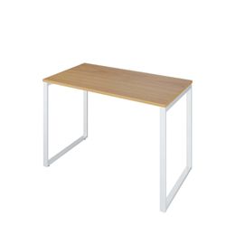 Letti Moderni Schreibtisch Fulda 110x60 cm &ndash; Wei&szlig; mit Kirsche Schoko Dekor