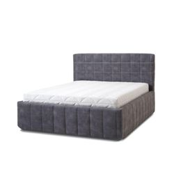 Letti Moderni Polsterbett Quadro Grande 180x200 in Pl&uuml;sch Ash Warm Gray