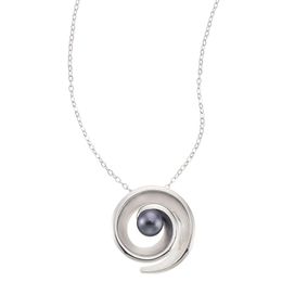 ZEEme Pearls Halskette Silber 925 rhodiniert mit einer schwarzen Perle 5,5-6mm