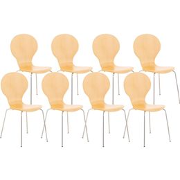 CLP 8 x Stapelstuhl Diego I Ergonomischer Konferenzstuhl Mit Holzsitz Und Metallgestell I Stapelbarer Stuhl Mit Pflegeleichter Sitzfl&auml;che