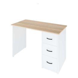 Letti Moderni B&uuml;rotisch Aure 110x72 cm in Eiche Wei&szlig; &ndash; moderner Schreibtisch