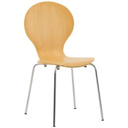 CLP Stapelstuhl Diego I Komfortabler Esszimmerstuhl I Metallgestell, Holzsitz I Ergonomisches Design I Platzsparend In Esszimmer Und K&uuml;che