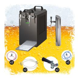 ich-zapfe Untertheken Komplett Set - Zapfanlage STREAM 80K mit Luftpumpe Bierkoffer, Bierzapfanlage, Durchlaufk&uuml;hler 2-leitig Trockenk&uuml;hler, Zapfkopf:Korb,Zapfkopf 2:Flach