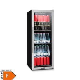 Klarstein Beersafe 6XL K&uuml;hlschrank 201 Liter 5 B&ouml;den Panoramaglast&uuml;r Edelstahl Silber 201 Liter
