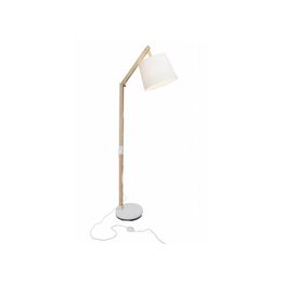 Brilliant Lampe Carlyn Standleuchte 1flg holz hell/wei&szlig; 1x A60, E27, 60W, geeignet f&uuml;r Normallampen (nicht enthalten) Mit Fu&szlig;schalter