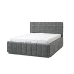 Letti Moderni Polsterbett Quadro Grande 160x200 in Pl&uuml;sch Cement Green Gray