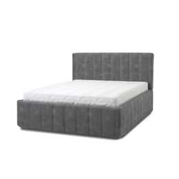 Letti Moderni Polsterbett Calma Grande 160x200 in Pl&uuml;sch Cement Green Gray