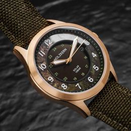 Holzkern Holzuhr Wildlight (Moos/Gold), Herren, Naturholz