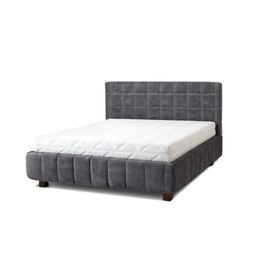 Letti Moderni Polsterbett Quadro 180x200 in Pl&uuml;sch Ash Warm Gray