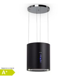 Klarstein Barett Inselabzugshaube &Oslash;35 cm Umluft 558 m&sup3;/h LED Aktivkohlefilter Schwarz